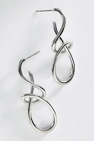 Anthropologie Abstract Knot Drop Earrings - Silver