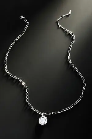 Anthropologie Demi-fine Linked Chain Pendant Necklace - Silver