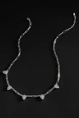 Anthropologie Demi-fe Paperclip Crystal Necklace - Silver
