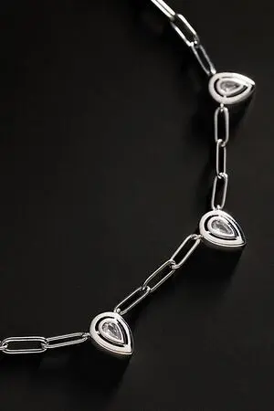 Anthropologie Demi-fine Paperclip Crystal Necklace - Silver