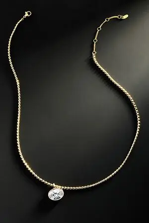 Anthropologie Demi-fine Crystal Bezel Necklace - Gold