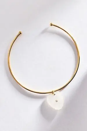 Anthropologie Stone Heart Pendant Collar Necklace - Clear