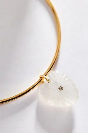 Anthropologie Stone Heart Pendant Collar Necklace - Clear