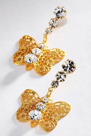 THE PINK REEF Filagree Butterfly Drop Earrgs - Clear
