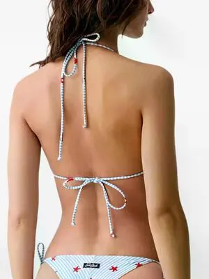 MC2 SAINT BARTH Striped Starfish-print Bikini Top