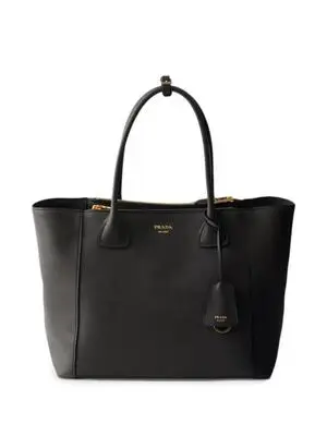 Prada Large Leather Tote Bag - Black