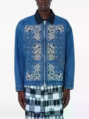 NOMARHYTHM Embroidered Zip-up Denim Jacket
