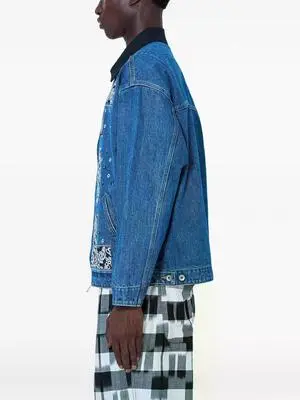 NOMARHYTHM Embroidered Zip-up Denim Jacket