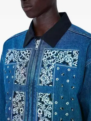 NOMARHYTHM Embroidered Zip-up Denim Jacket