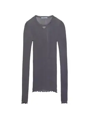 Prada Ribbed Knit Top - Grey