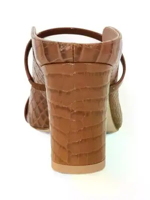 MALONE SOULIERS Croc-effect Patent Leather Block Heel Sandals