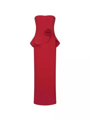 ROTATE BY BIRGER CHRISTENSEN Floral Appliqué Peplum Strapless Gown