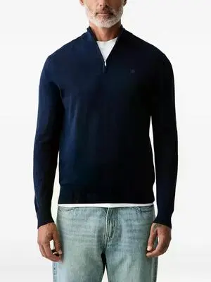 HACKETT LONDON Quarter-zip Embroidered-logo Sweater - Blue