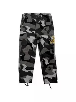 A BATHING APE Tiger Patch Camo Cargo Trousers - Grey