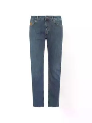 Etro Embroidered-logo Straight-leg Jeans - Blue