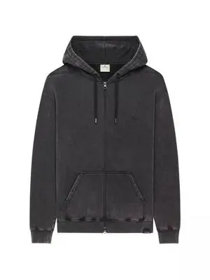 COURREGES Stonewashed Logo-print Hoodie - Black