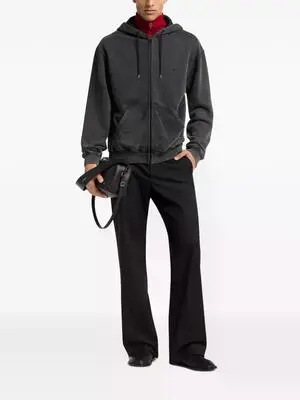 COURREGES Stonewashed Logo-print Hoodie - Black