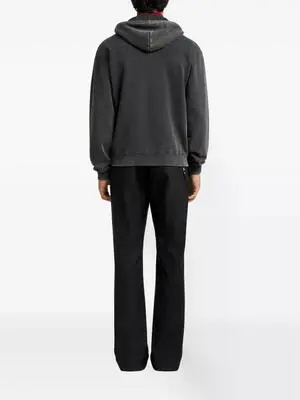 COURREGES Stonewashed Logo-print Hoodie - Black