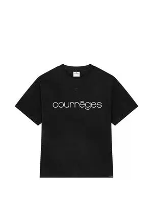 COURREGES Logo-print Oversized T-shirt - Black