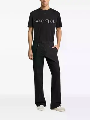 COURREGES Logo-print Oversized T-shirt - Black