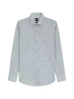BOSS Micro-pattern Curved-hem Shirt - White