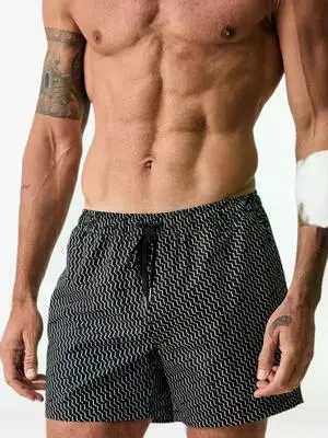 Marc O'polo Geometric-print Drawstring Swim Shorts - Black