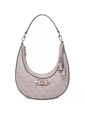 Guess Lindsey Monogram-print Curved Shoulder Bag - Pink