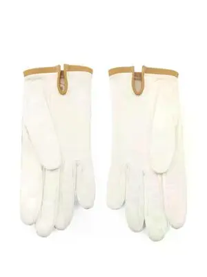 Hermès Leather Gloves With Contrasting Trim Piping - White