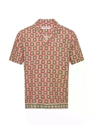 Orlebar Brown Geometric-print Camp-collar Shirt - Neutrals