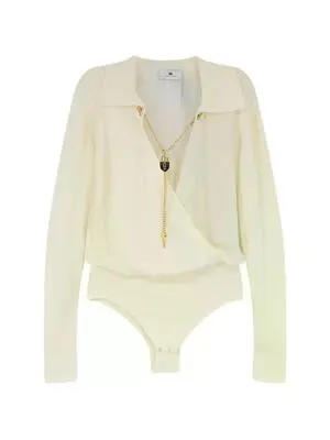 Elisabetta Franchi Charm Detail Wrap-front Bodysuit - Neutrals