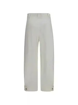 Max Mara Adorni Button-cuff Wide-leg Trousers - White