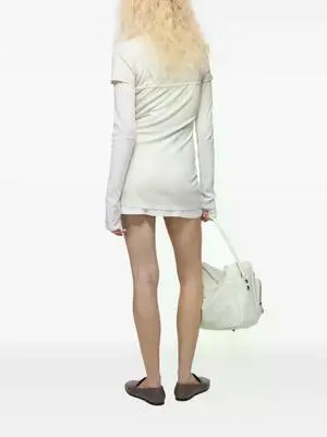 Acne Studios Layered-effect Bow Detail Mini Dress - Neutrals