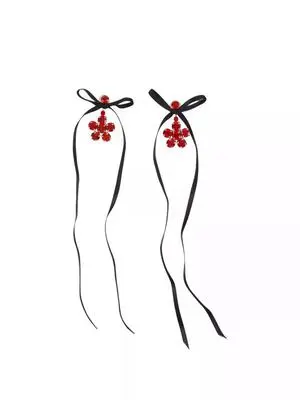 Simone Rocha Crystal Embellished Floral Drop Earrings - Silver