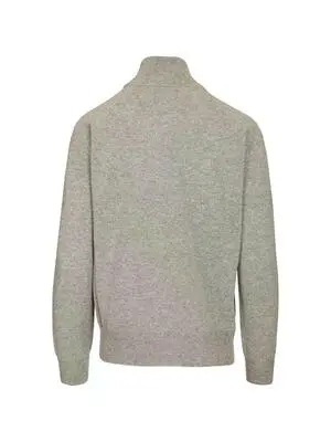 Emporio Armani Logo-embroidered Roll-neck Sweater - Grey