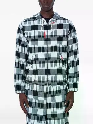 NOMARHYTHM Grid-pattern Zip-up Hoodie - Grey