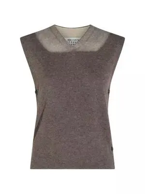 MAISON MARGIELA Button-detail Sleeveless Top - Brown