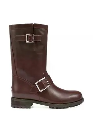 JIMMY CHOO Biker Buckle Boots - Brown