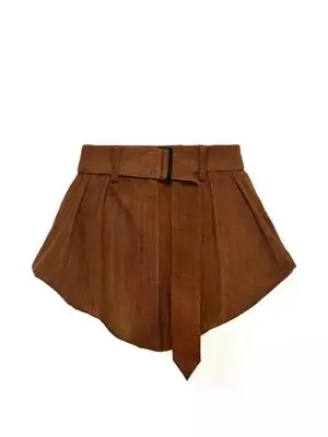 Magda Butrym Belted Pleated Shorts - Brown
