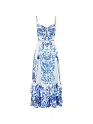 Camilla Ruffle-hem Tie-front Dress