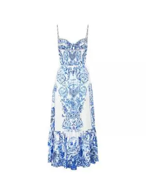 Camilla Ruffle-hem Tie-front Dress