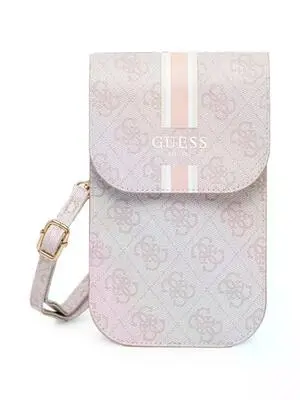 Guess Logo-print Striped-detail Phone Bag - Pink