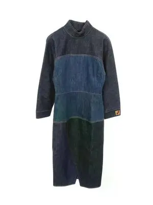 Fendi Long Sleeve Cotton Dress - Blue