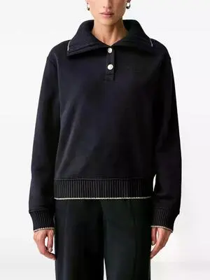 Guess Ribbed-collar Logo-embroidered Jumper - Blue
