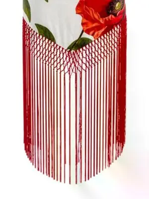 Alice + Olivia Mallory Halterneck Fringe Hem Midi Dress - White
