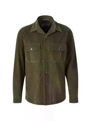 Canali Corduroy Chest-pockets Shirt Jacket - Green