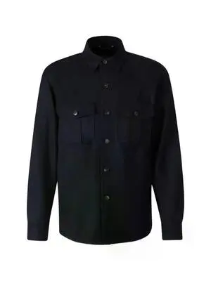 Canali Wool Chest-pocket Shirt Jacket - Blue
