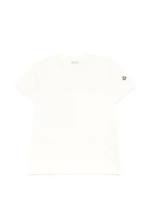 Moncler Logo-embroidered Short-sleeve T-shirt - Neutrals
