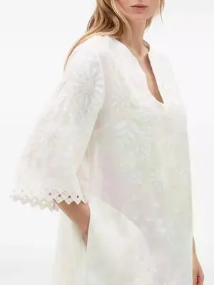 ERES Aigue-marine Embroidered Linen Mini Dress