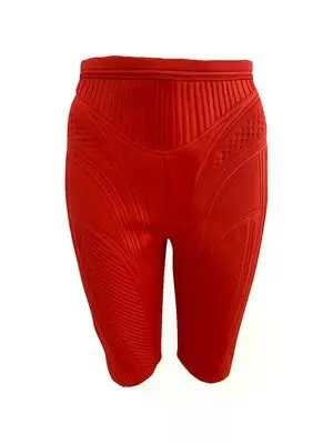 MUGLER Ribbed Cycling Shorts - Red