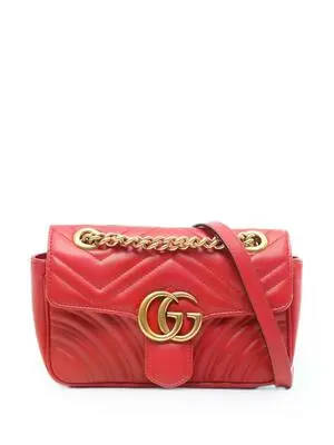 Gucci 2010s Gg Marmont Chain-strap Shoulder Bag - Red